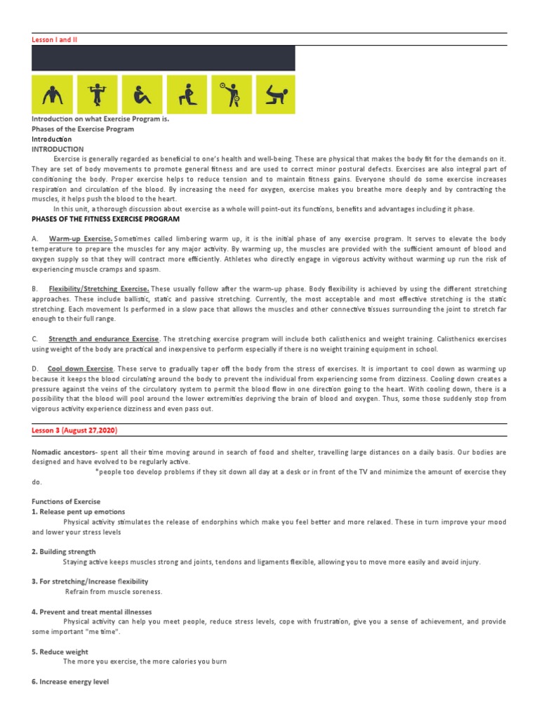 Lesson I and II: Phases of The Fitness Exercise Program | Download Free ...