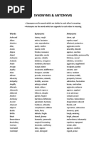 100 Examples of Synonyms and Antonyms Vocabulary | PDF