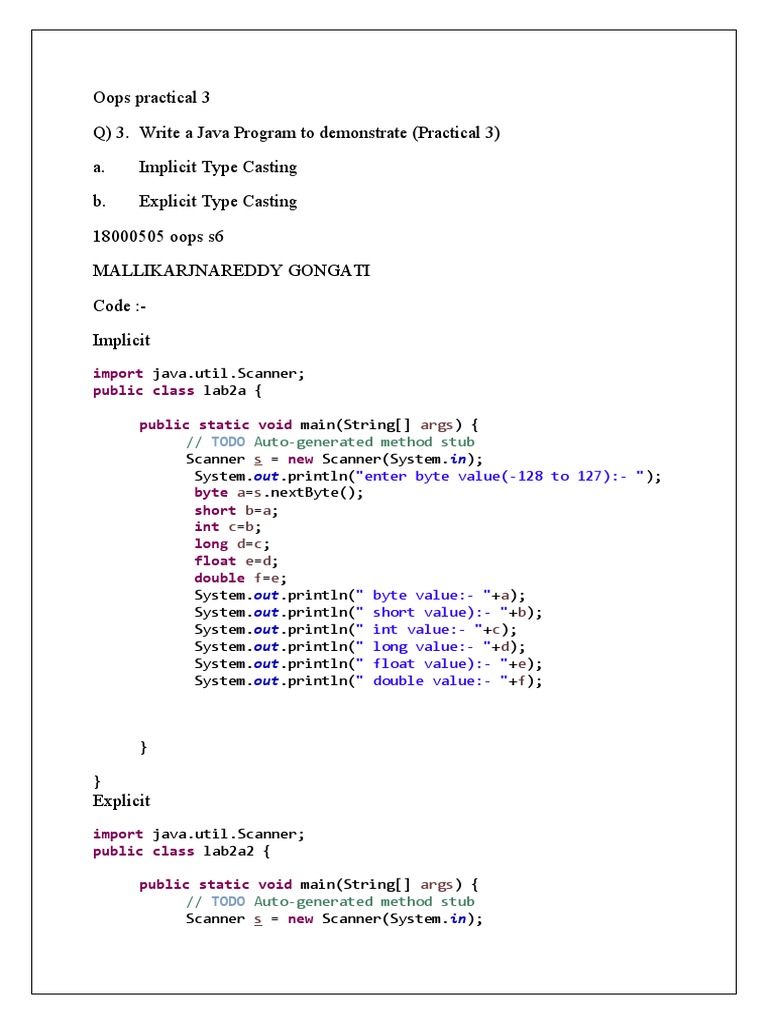 Oops Practical 3 | PDF