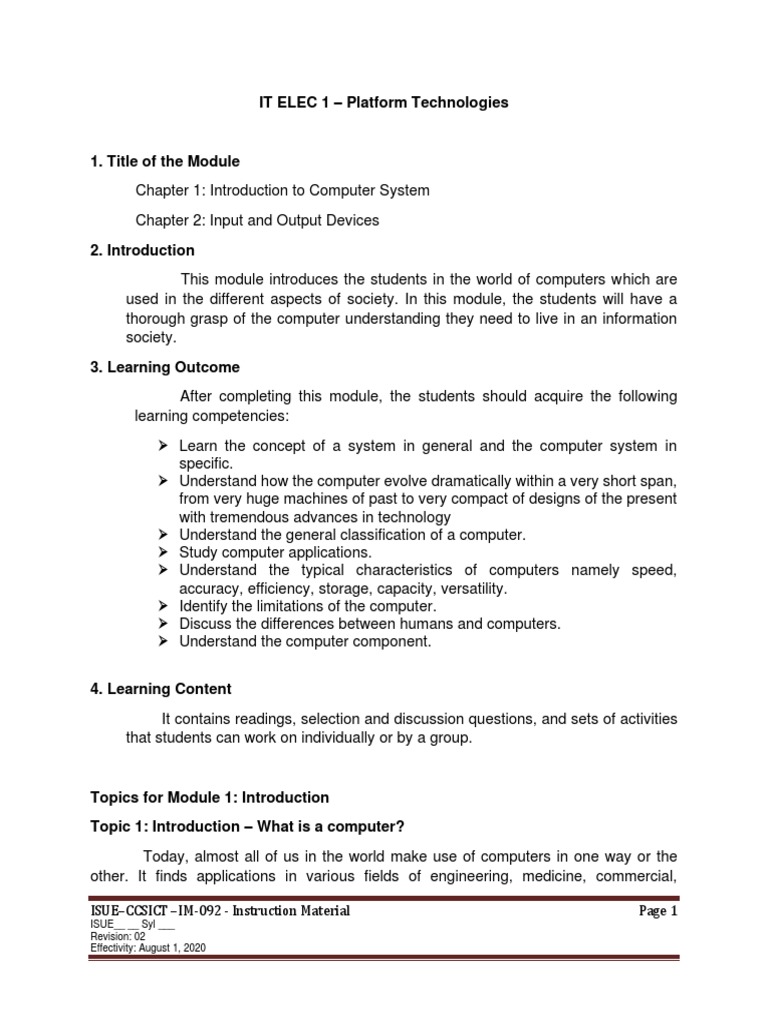 Module 1 - Week1 and 2 - Platform Technologies PDF | PDF | Computer Program | Programming