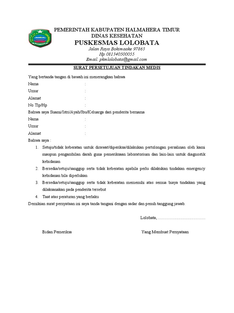Surat Persetujuan Tindakan Medis | PDF