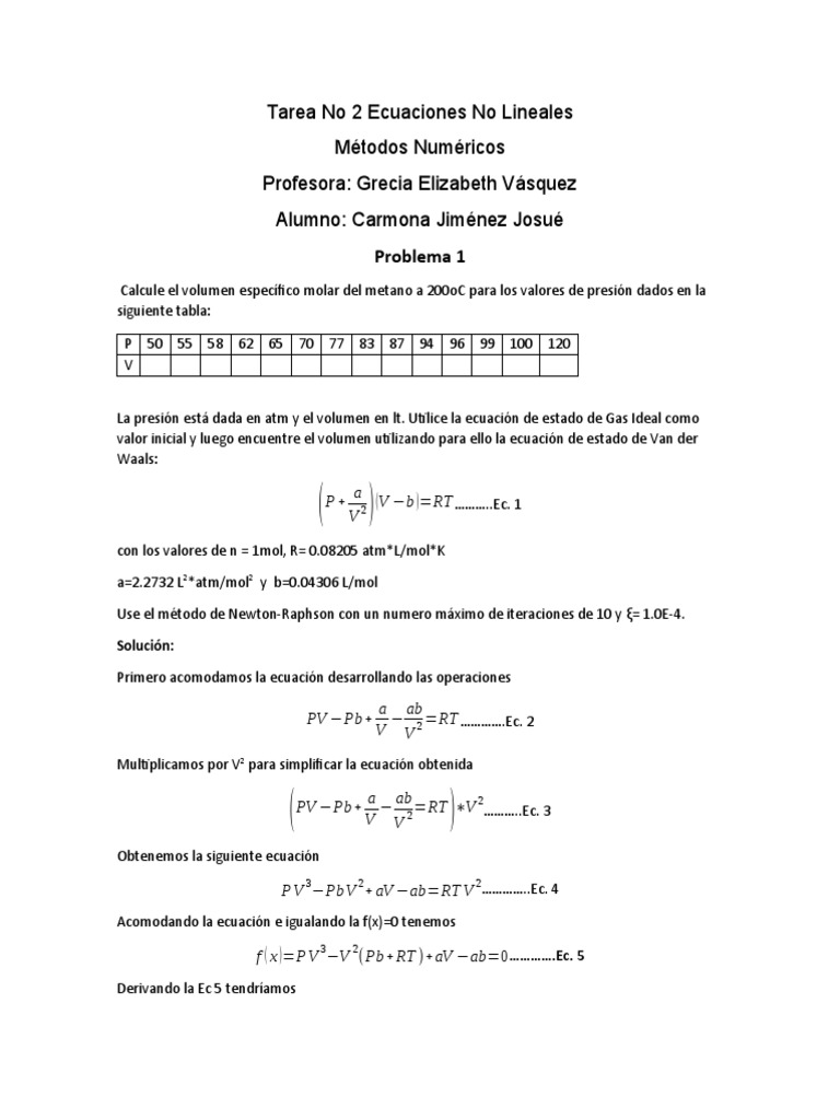 Tarea 2 Ecuaciones No Lineales | PDF
