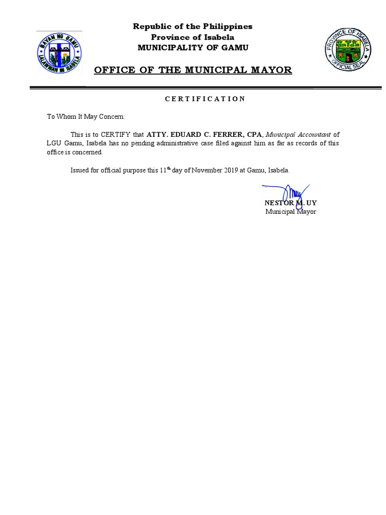 Certificate of No Pending Case | PDF