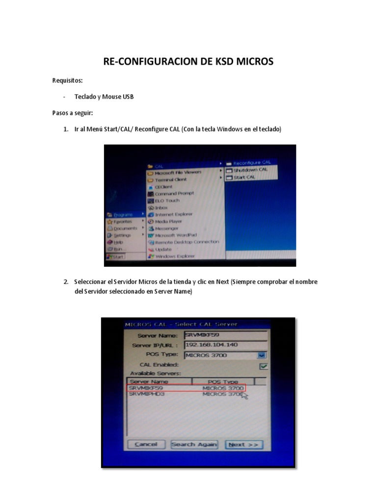 Manual Re-Configuracion de KDS Micros | PDF