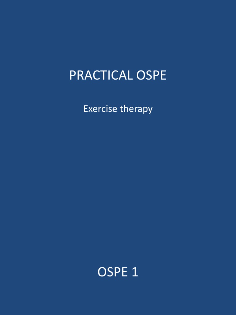 Exercise Therapy Ospe | PDF