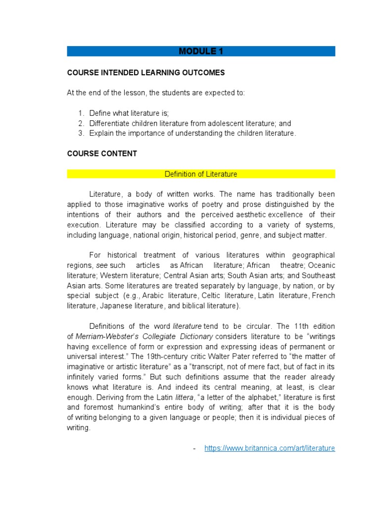 Course Intended Learning Outcomes | PDF | Don Quixote | Young Adult Fiction