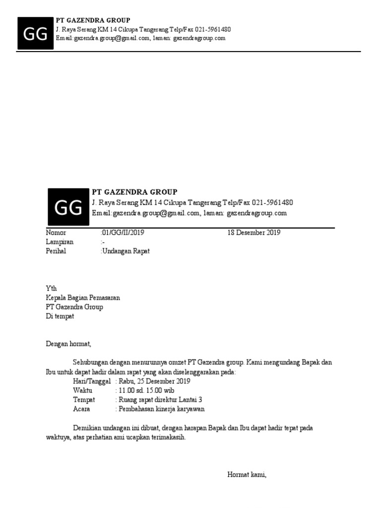 Surat Undangan Rapat | PDF | Karier & Perkembangan