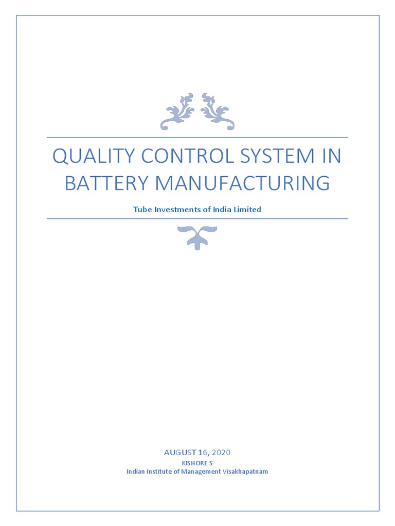 Battery Manufacturing Quality Control Systems | PDF | Rechargeable ...