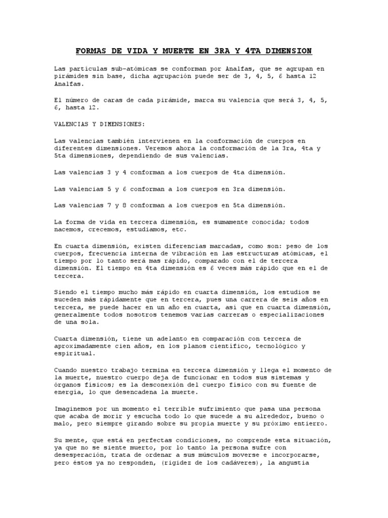 Formas de Vida y Muerte en 3ra y 4ta Dimension | PDF | Sufrimiento | Vida