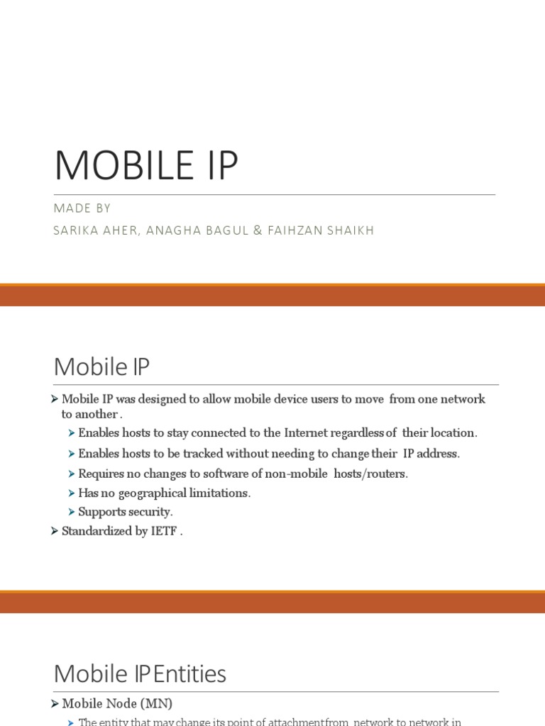 Mobile Ip: Made by Sarika Aher, Anagha Bagul & Faihzan Shaikh | PDF ...