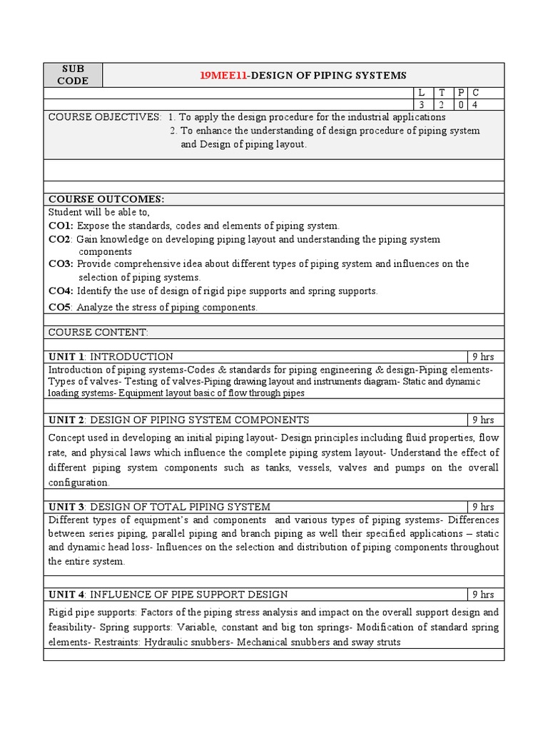 Piping System | PDF | System | Pipe (Fluid Conveyance)