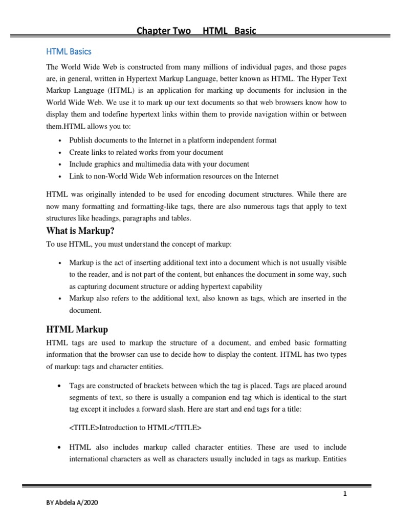 Chap 2 PDF | PDF | Html Element | Markup Language