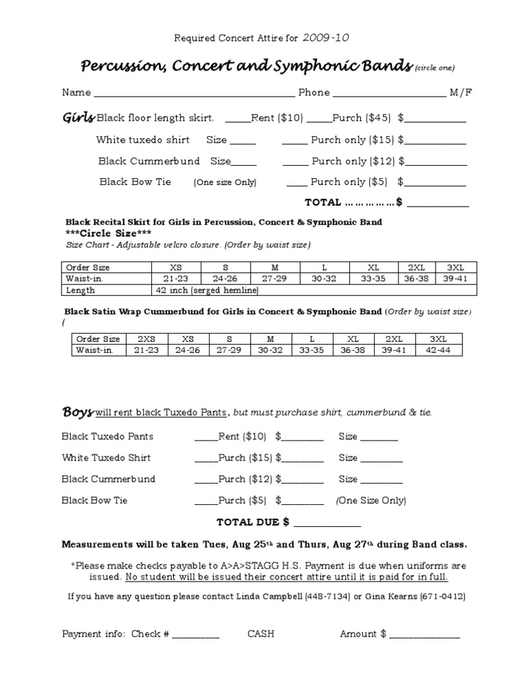 2009-10 Concert Attire Requirements | PDF