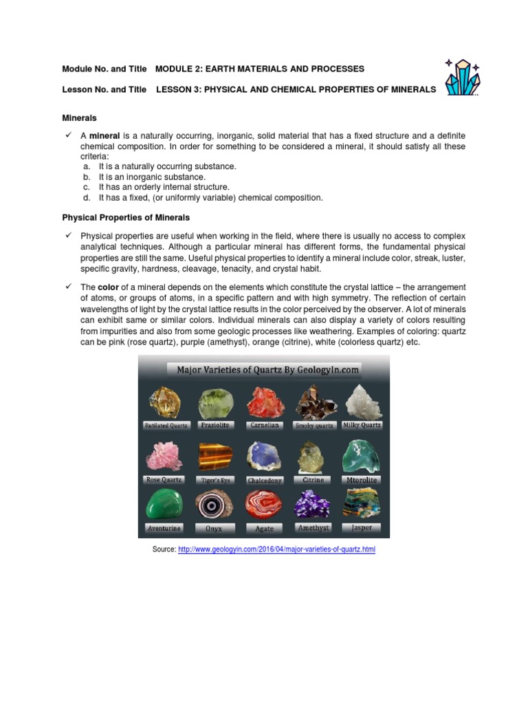 Properties of Minerals Explained | PDF | Minerals | Chemical Substances