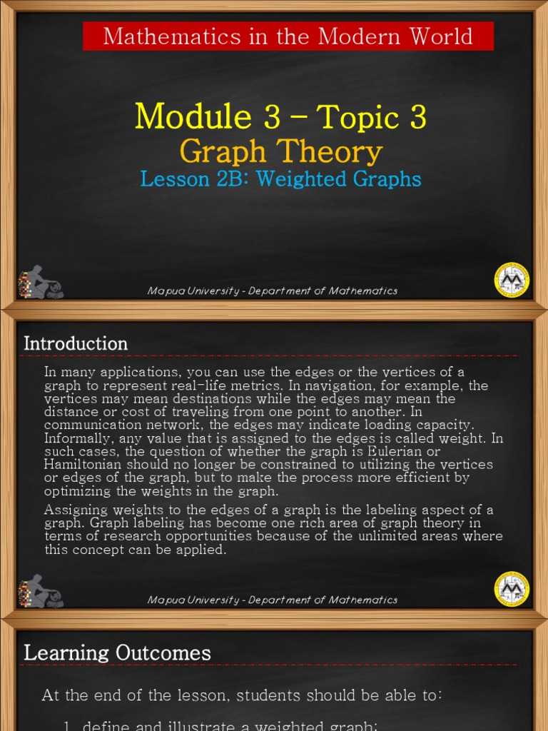 Module 3 Topic 3 Lesson 2B Weighted Graphs PDF | PDF | Theoretical ...