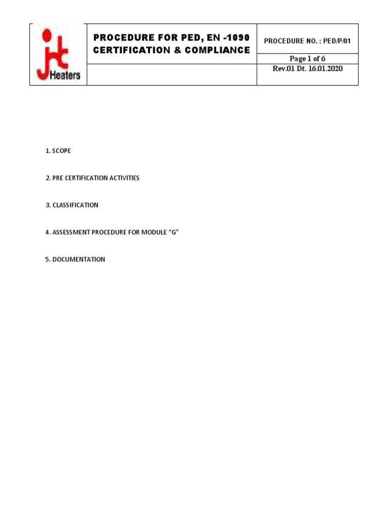 Ped Certification Procedure | PDF | Evaluation | Regulation