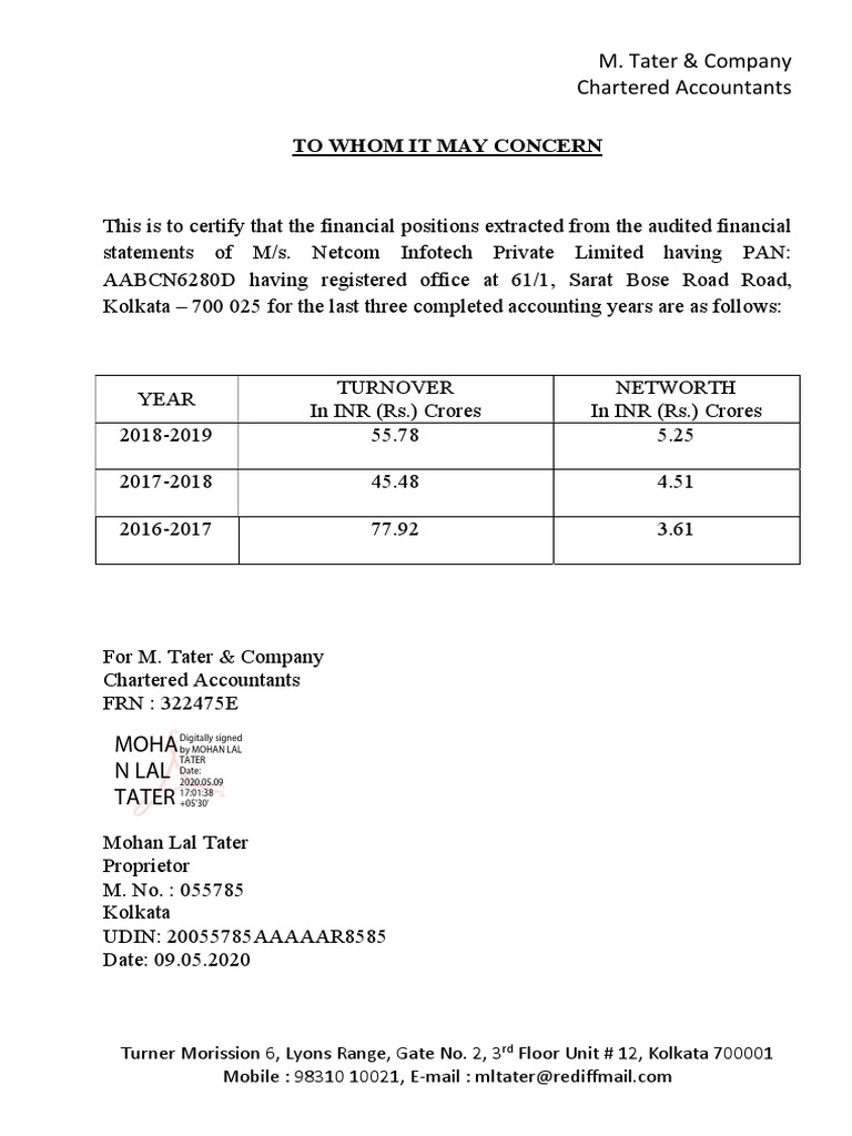 Current Annual Turnover Pdf