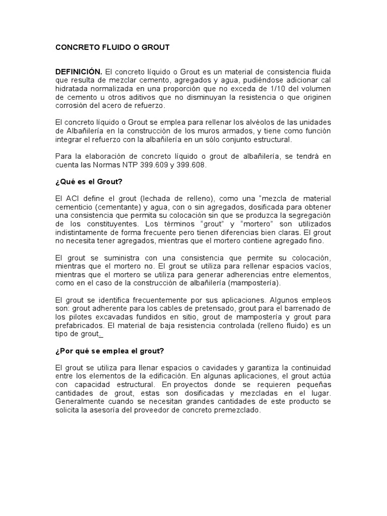 Concreto Fluido: Definición y Aplicaciones | PDF | Hormigón | Cemento