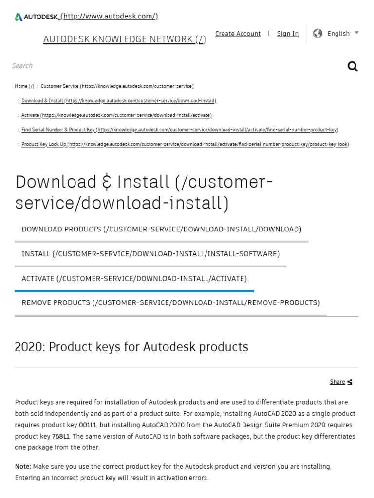 2020 - Product Keys For Autodesk Products - Download & Install ...