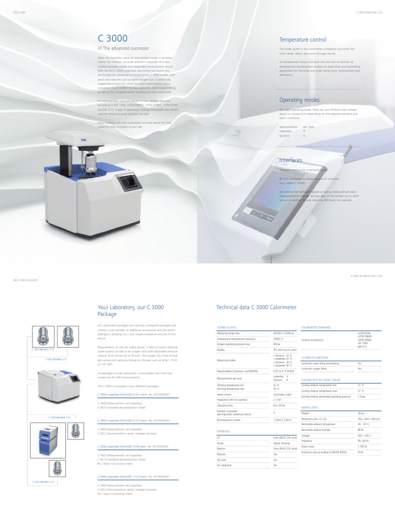 Bomb Calorimeter C3000 | PDF | Automation | Water