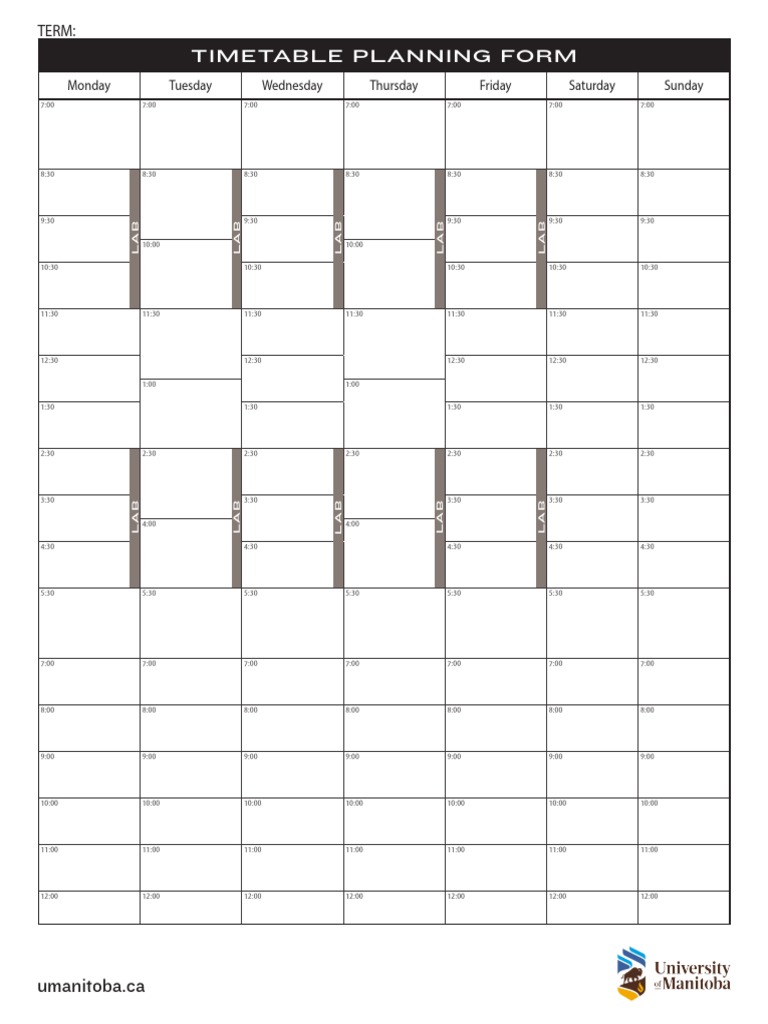 Weekly Timetable Planning Form | PDF | Sports
