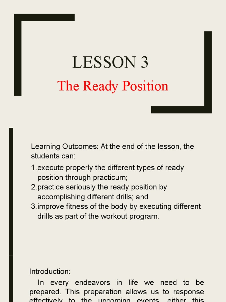 Lesson 3: The Ready Position | PDF | Foot | Knee