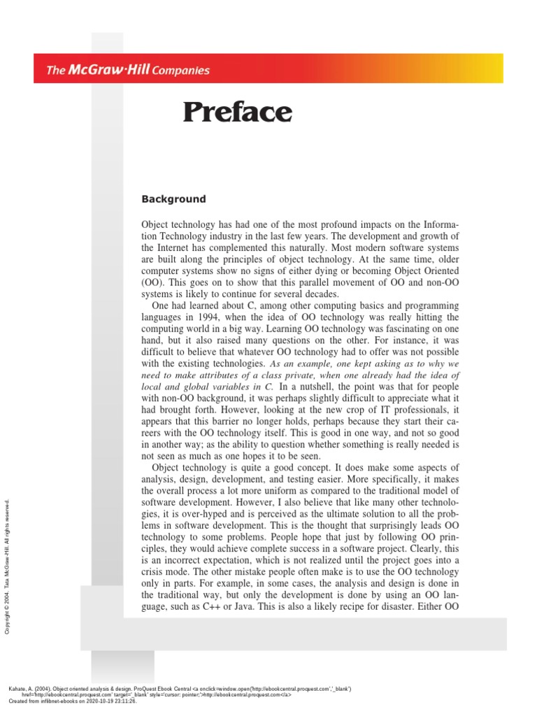 Object Oriented Analysis & Design - (Preface) | PDF | Unified Modeling Language | Object ...
