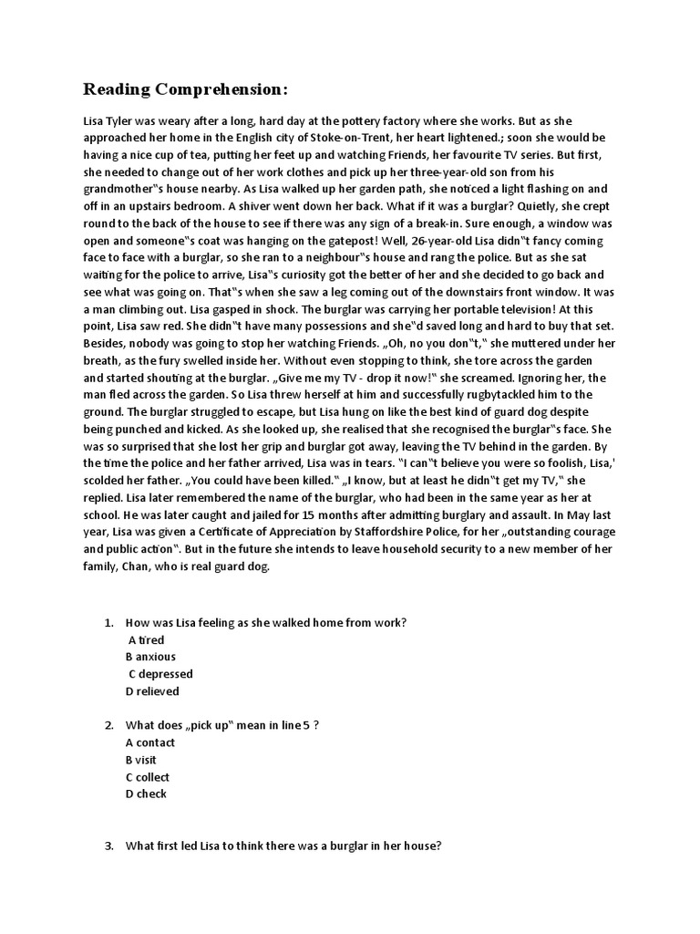 Reading Comprehension | PDF | Violence