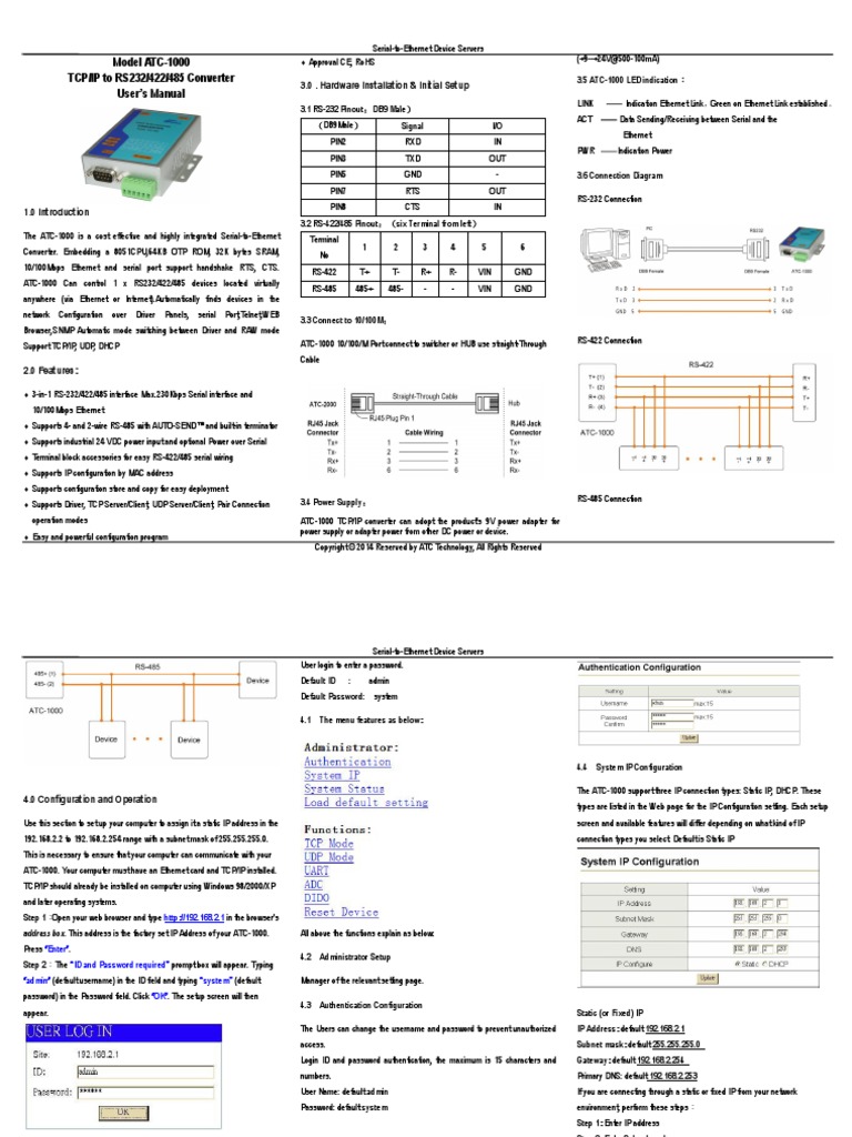 Atc-1000 Users Manual v2 0 | PDF | Ip Address | Port (Computer Networking)