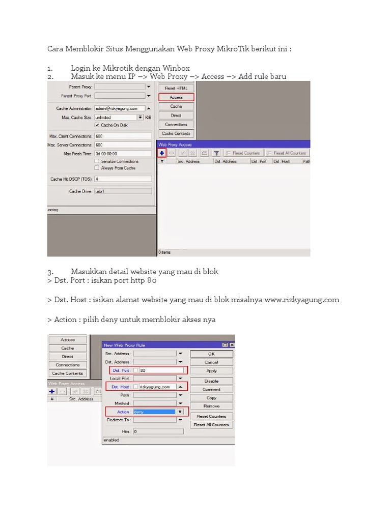 Blokir Situs dengan Web Proxy MikroTik | PDF