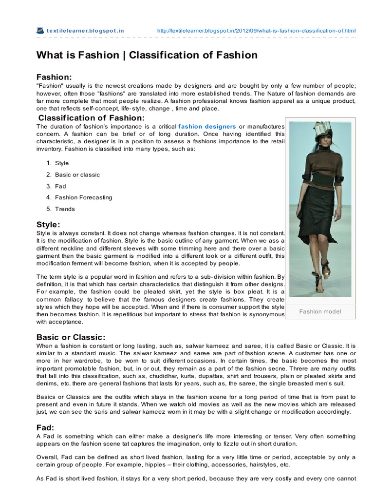 Classification of Fashion | PDF