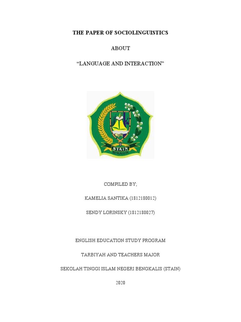 Paper of Sociolinguistics (KLP 8) | PDF | Communication | Sociolinguistics