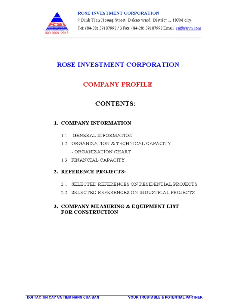Rsi - Profile | PDF | Ho Chi Minh City | Iso 9000