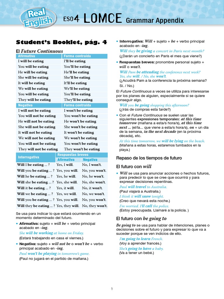 Real English 4, LOMCEGrammar Spa | PDF