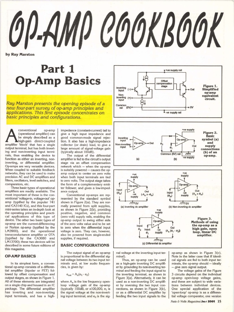 NV 2001-07 Op-Amp Cookbook Parts 1-4 | PDF | Operational Amplifier ...