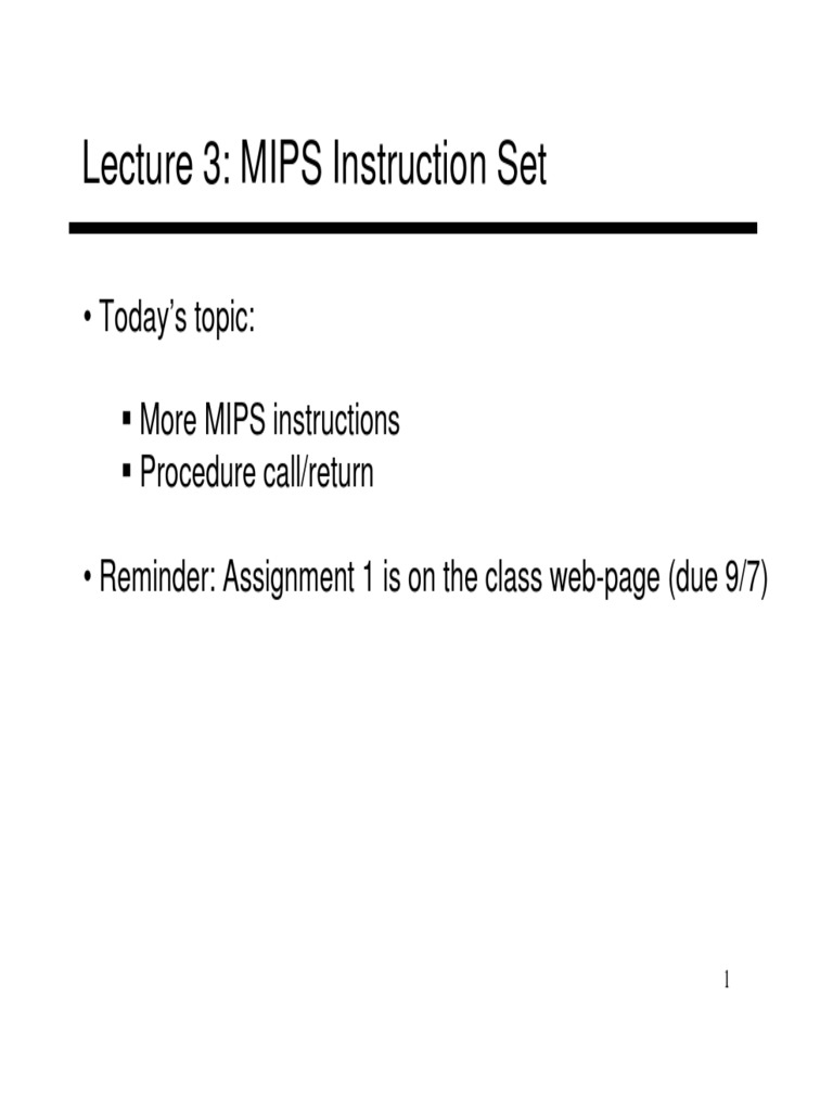 MIPS Instruction Set Lecture | PDF | Subroutine | Parameter (Computer ...
