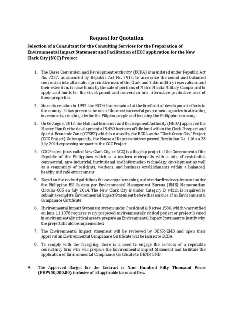 Request For Quotation | PDF | Environmental Impact Assessment | Taxes