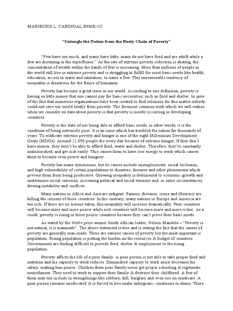 Untangle the Nation from the Rusty Chain of Poverty: Causes, Effects ...