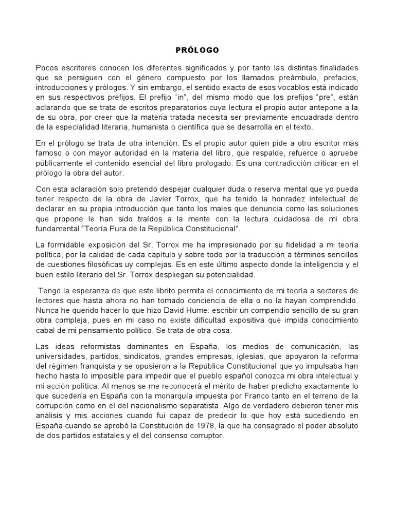 Significado y función del prólogo | PDF | Constitución | Autor