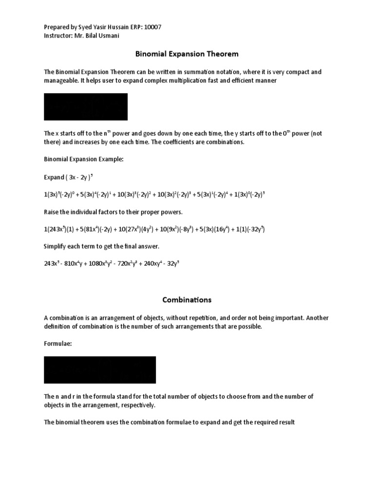 Binomial Expansion Theorem Explained | PDF