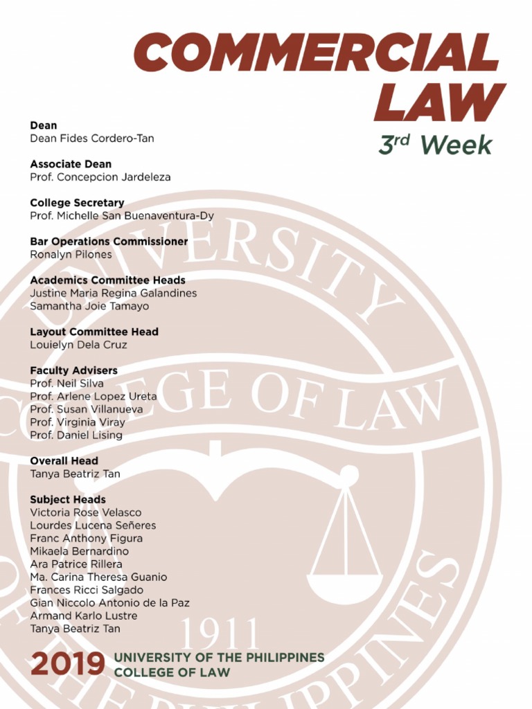 2019 BOC Commercial Law Reviewer | PDF | Letter Of Credit | Insider Trading