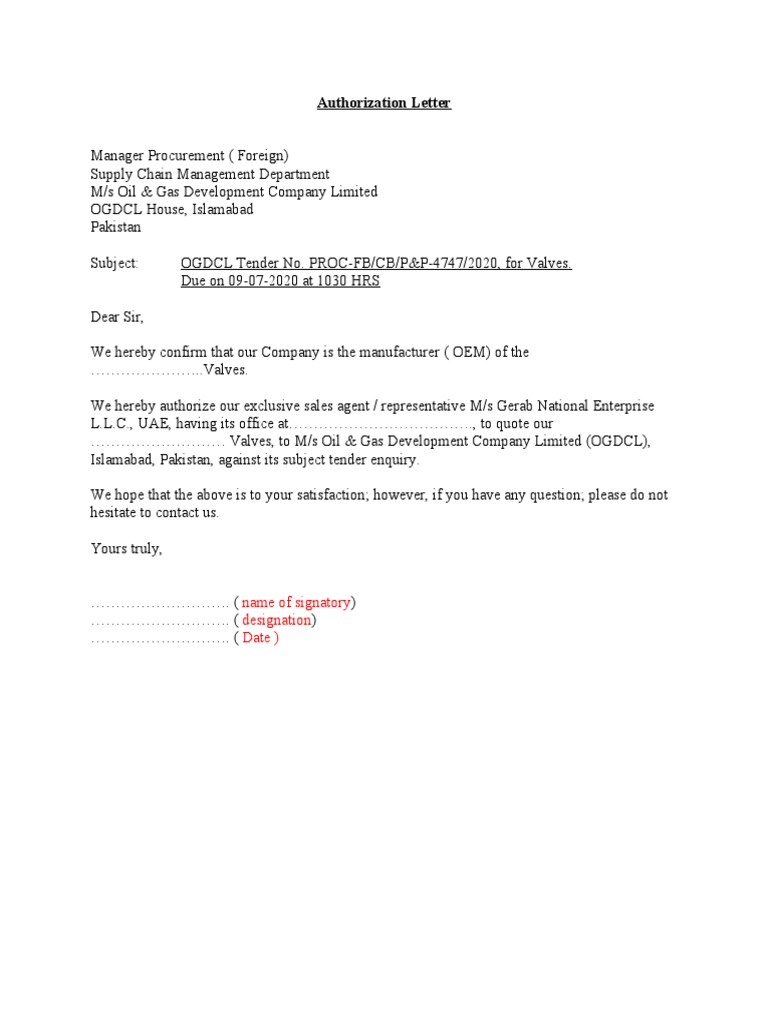 Draft OEM AL Letter | PDF