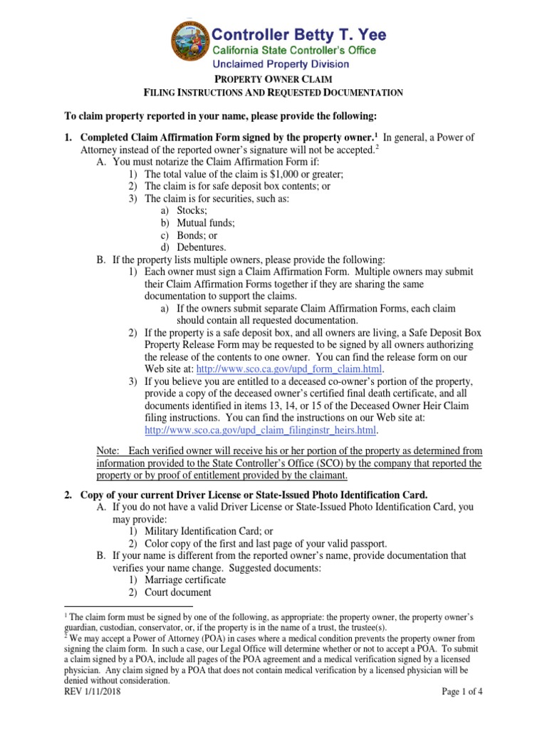Property Owner Claim Filing Guide | PDF | Irs Tax Forms | Identity Document