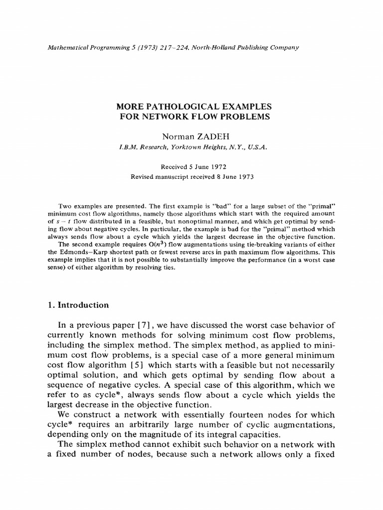 More Pathological Examples For Network Flow Problems | PDF | Mathematical Optimization ...