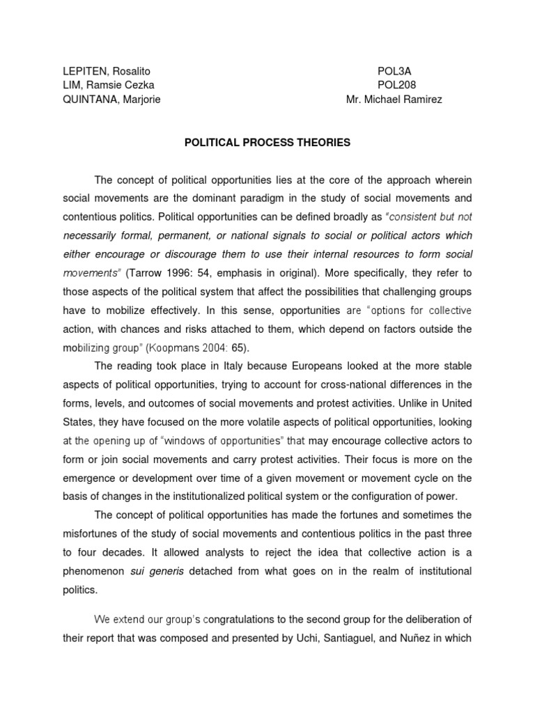 Political Process Theories 1 PDF | PDF | Social Movements | Social Media
