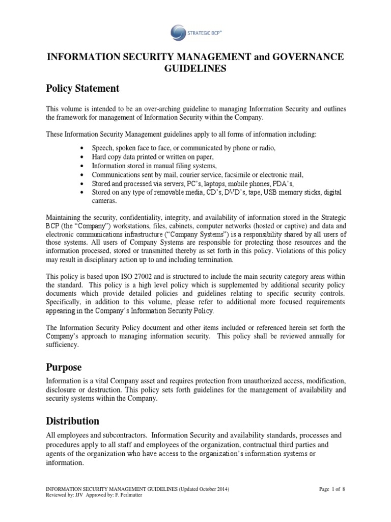 SBCP Information Security and Governance Overview | PDF | Information ...