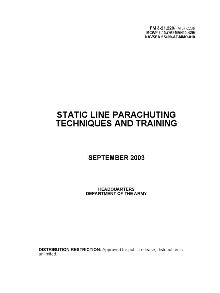 Static Line Parachuting Techniques Guide | PDF | Parachute | Aviation