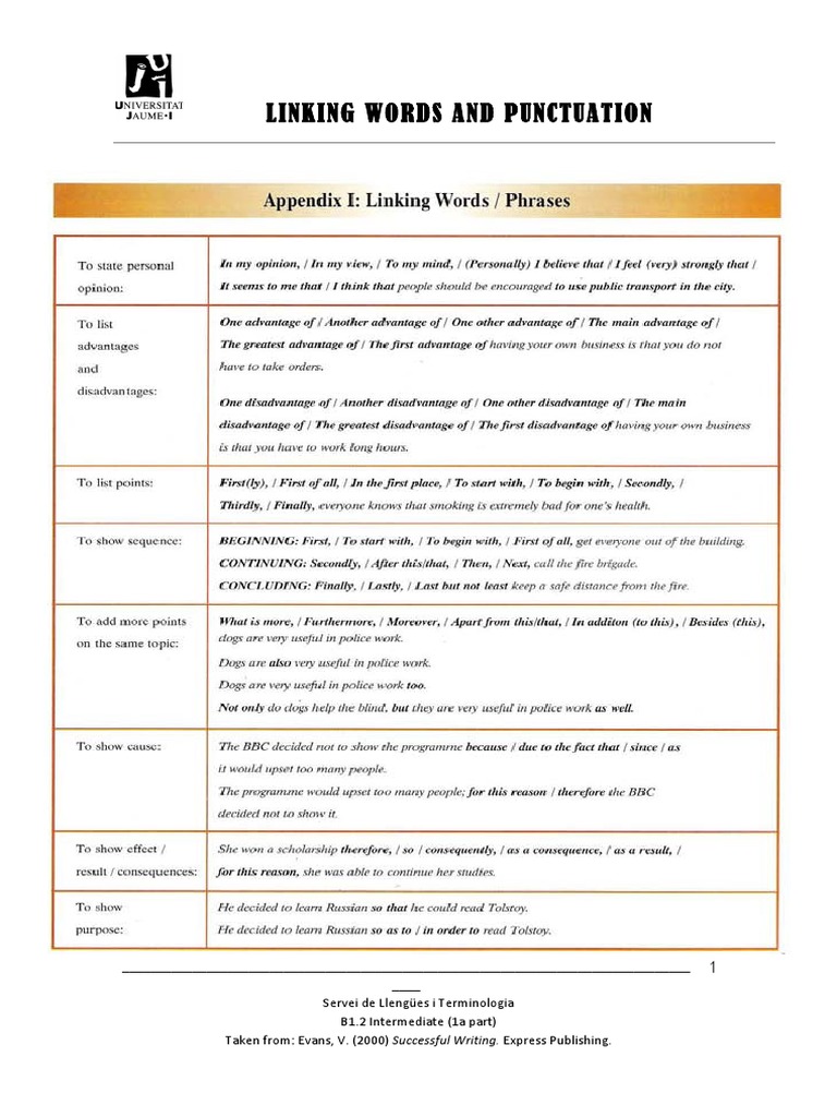 Linking Words and Punctuation | PDF | Punctuation | Orthography