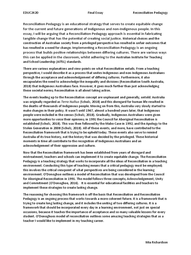 Reconciliation Pedagogy | PDF | Indigenous Australians | Conflict ...