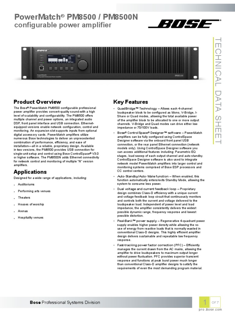 Powermatch® Pm8500 / Pm8500N: Configurable Power Amplifier | PDF ...